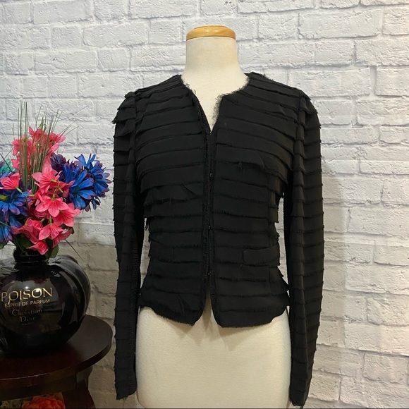 McGinn | Jackets & Coats | Mcginn Rachel Black Tiered Jacket Blazer Sz ...